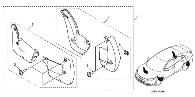 Genuine Honda 2017-2021 Civic Si Sedan Splash Guards | PRL Motorsports