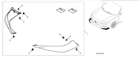 Genuine Honda Civic 2022+ HPD Front Underbody Spoilers, Berlina Black ...